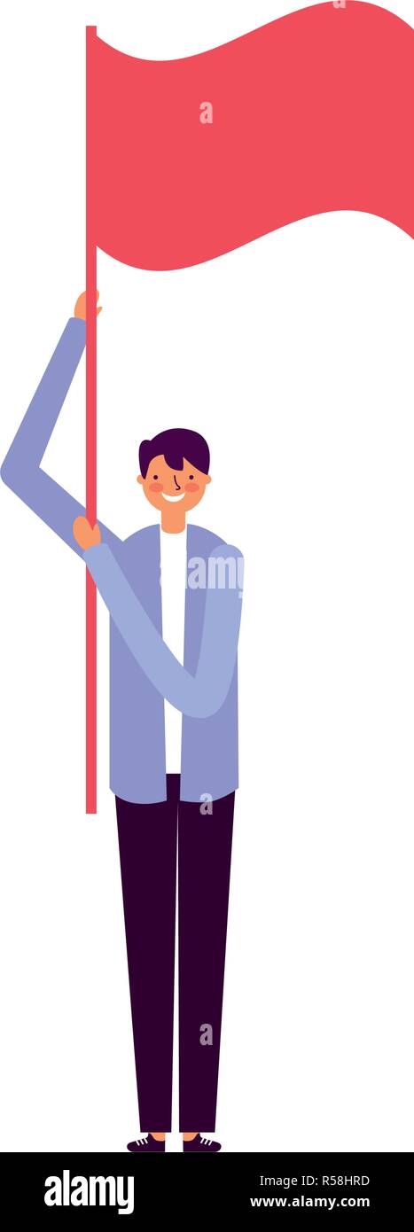 man holding flag on white background vector illustration Stock Vector ...