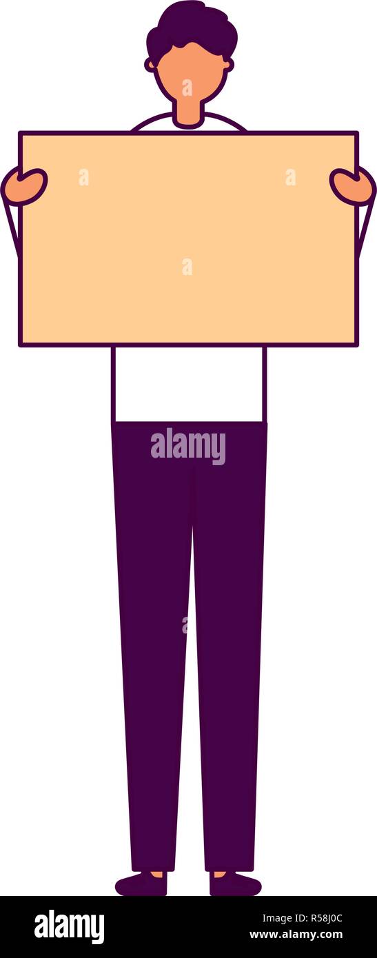 man with empty banner white background vector illustration Stock Vector ...