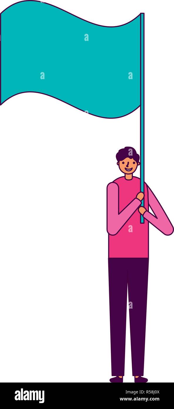man holding flag on white background vector illustration Stock Vector ...