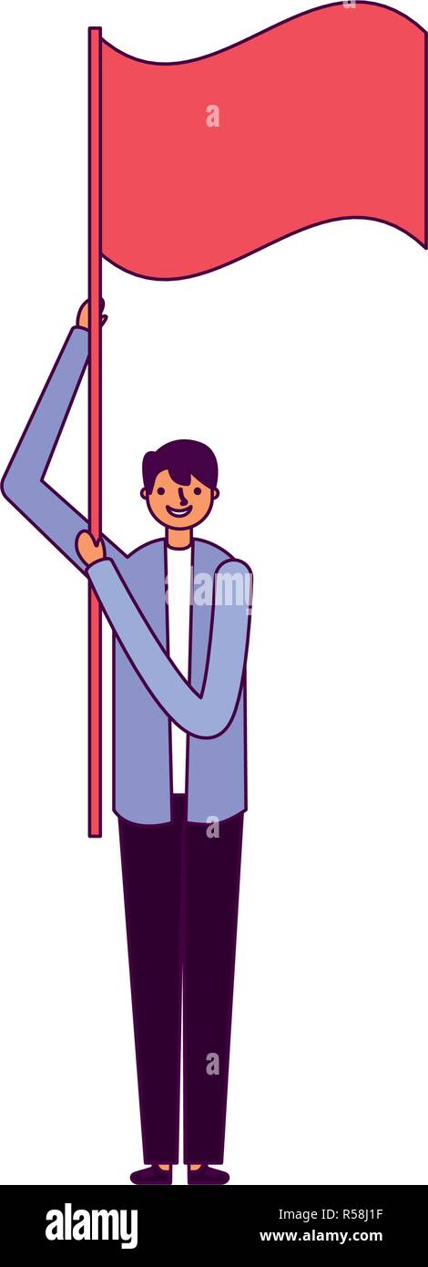 man holding flag on white background vector illustration Stock Vector ...