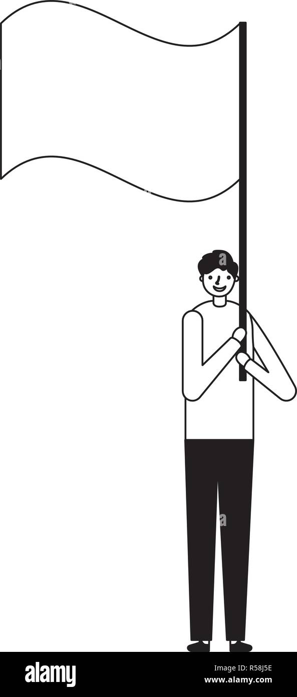 man holding flag on white background vector illustration Stock Vector ...