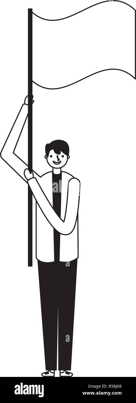 man holding flag on white background vector illustration Stock Vector ...