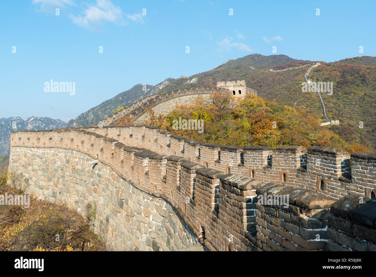 China The great wall distant view compressed towers and wall segments ...