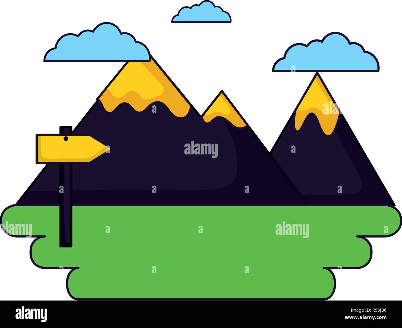 mountains guide signal camping landscape vector illustration Stock ...