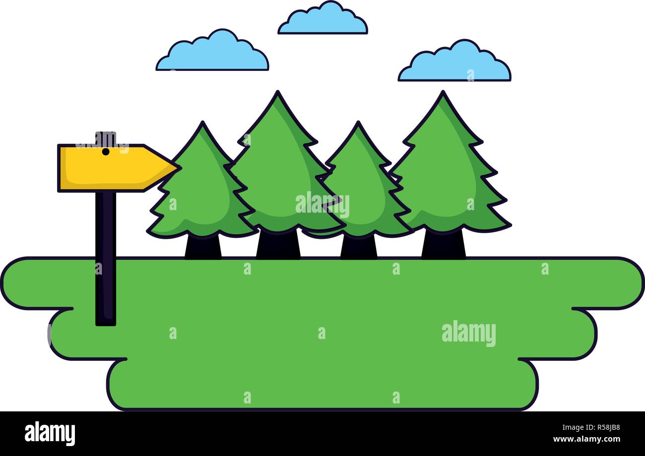 forest tree guide signal camping landscape vector illustration Stock ...