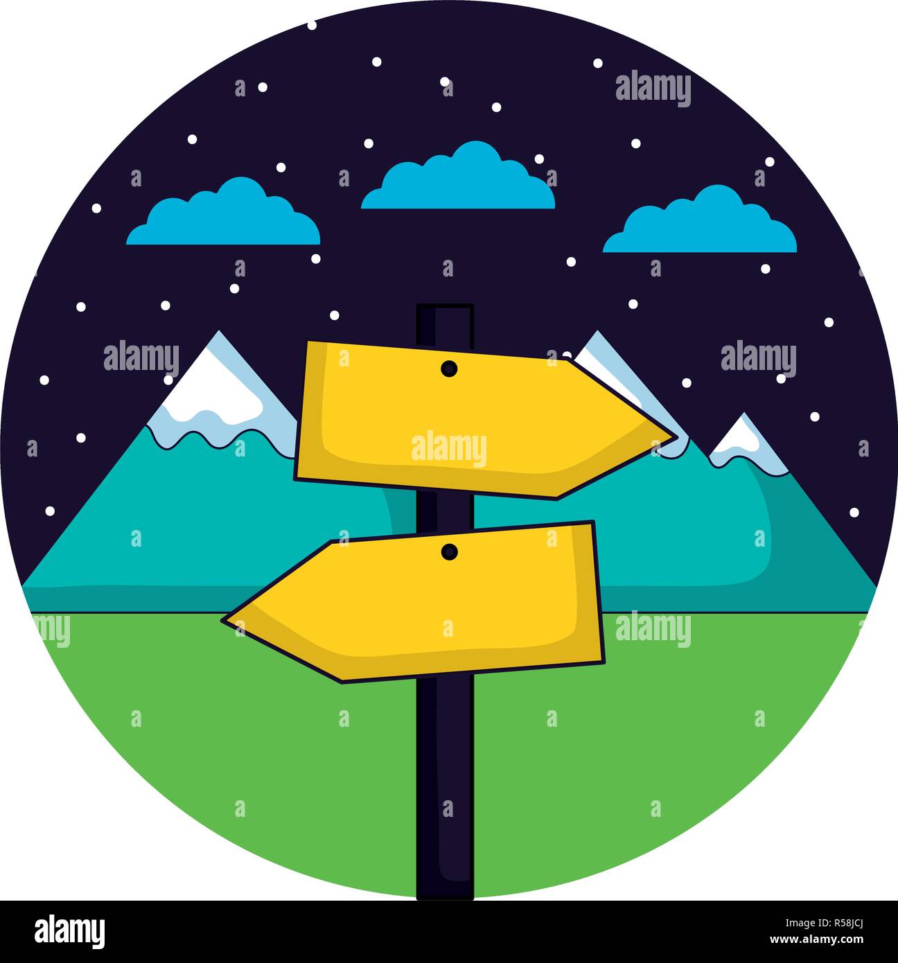 mountains guide signal camping landscape vector illustration Stock ...