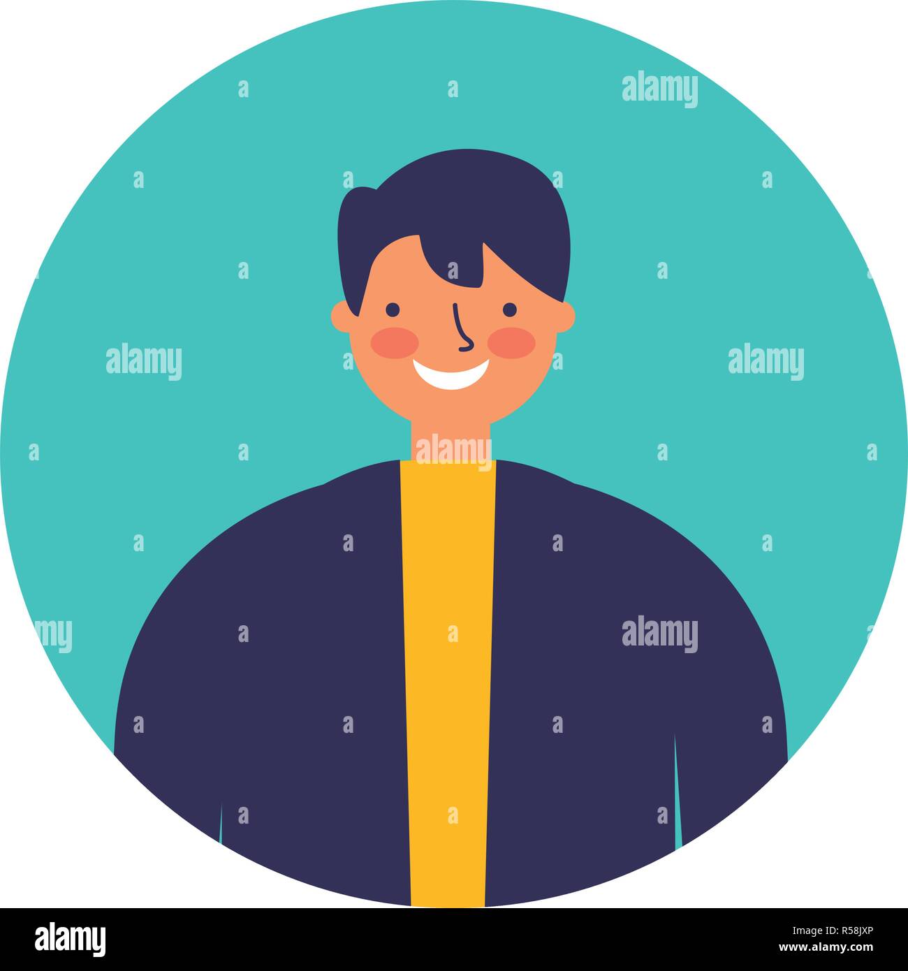 smiling man round portrait character vector illustration Stock Vector ...