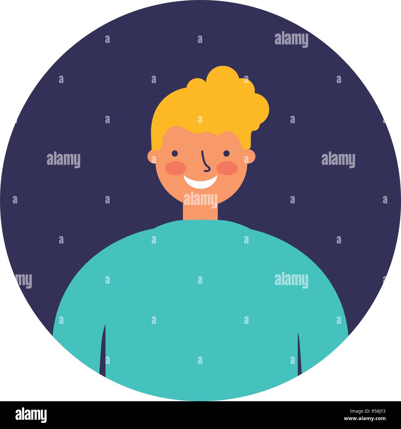 smiling man round portrait character vector illustration Stock Vector ...