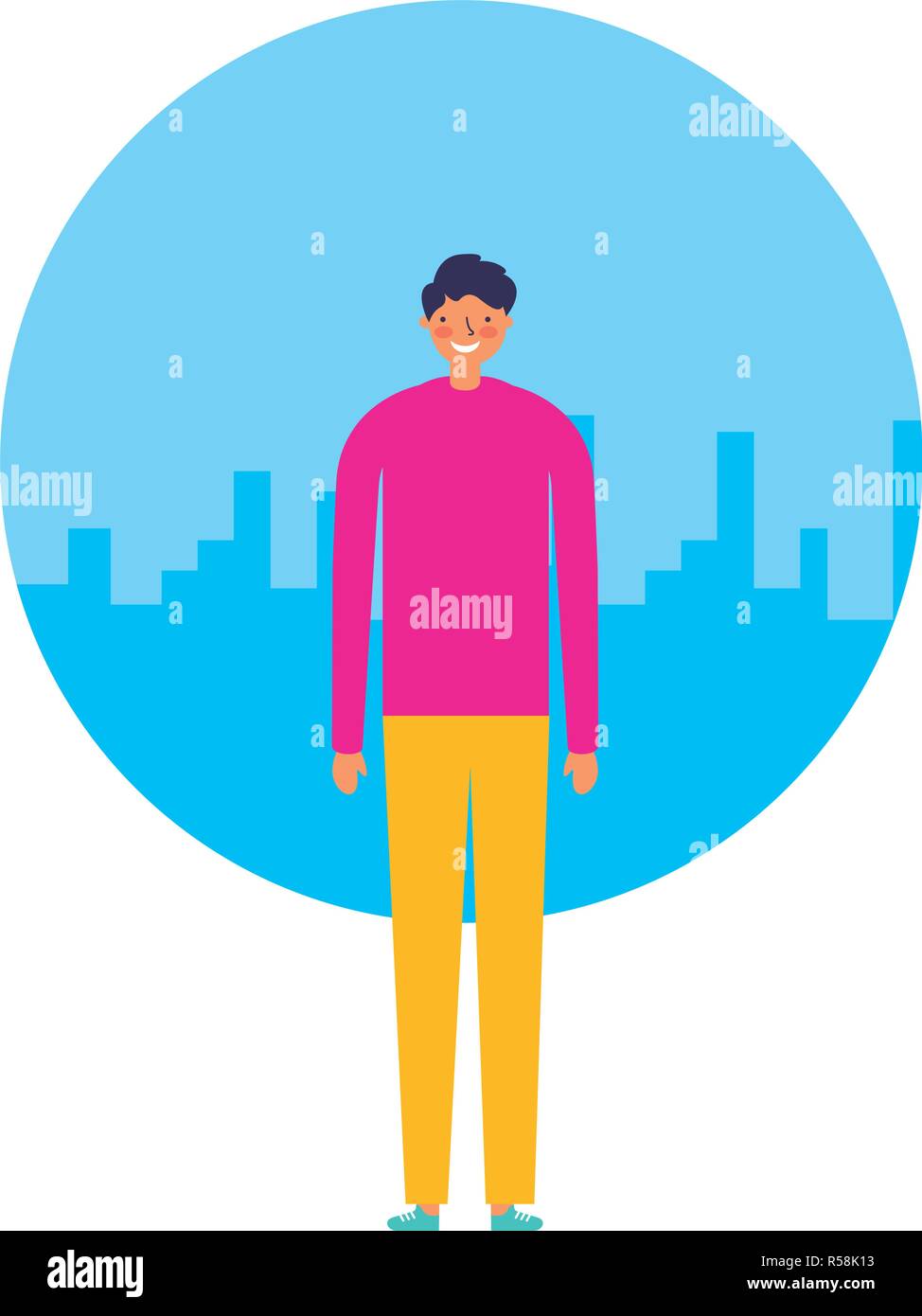 man standing with city background vector illustration Stock Vector ...