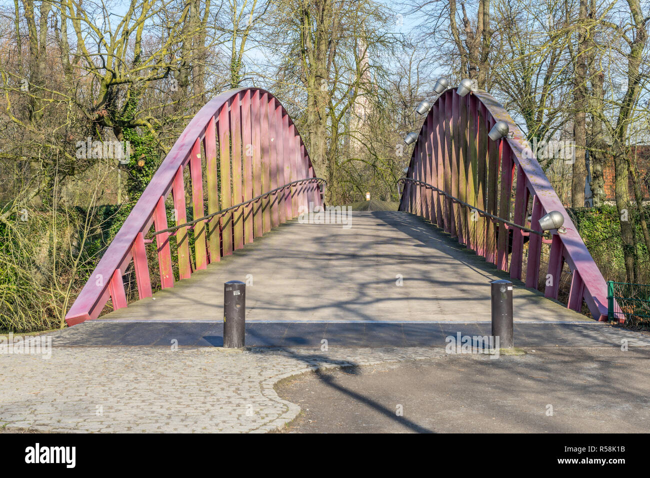 Europe, Belgium, Bruges, a bench near a bridge Stock Photo - Alamy