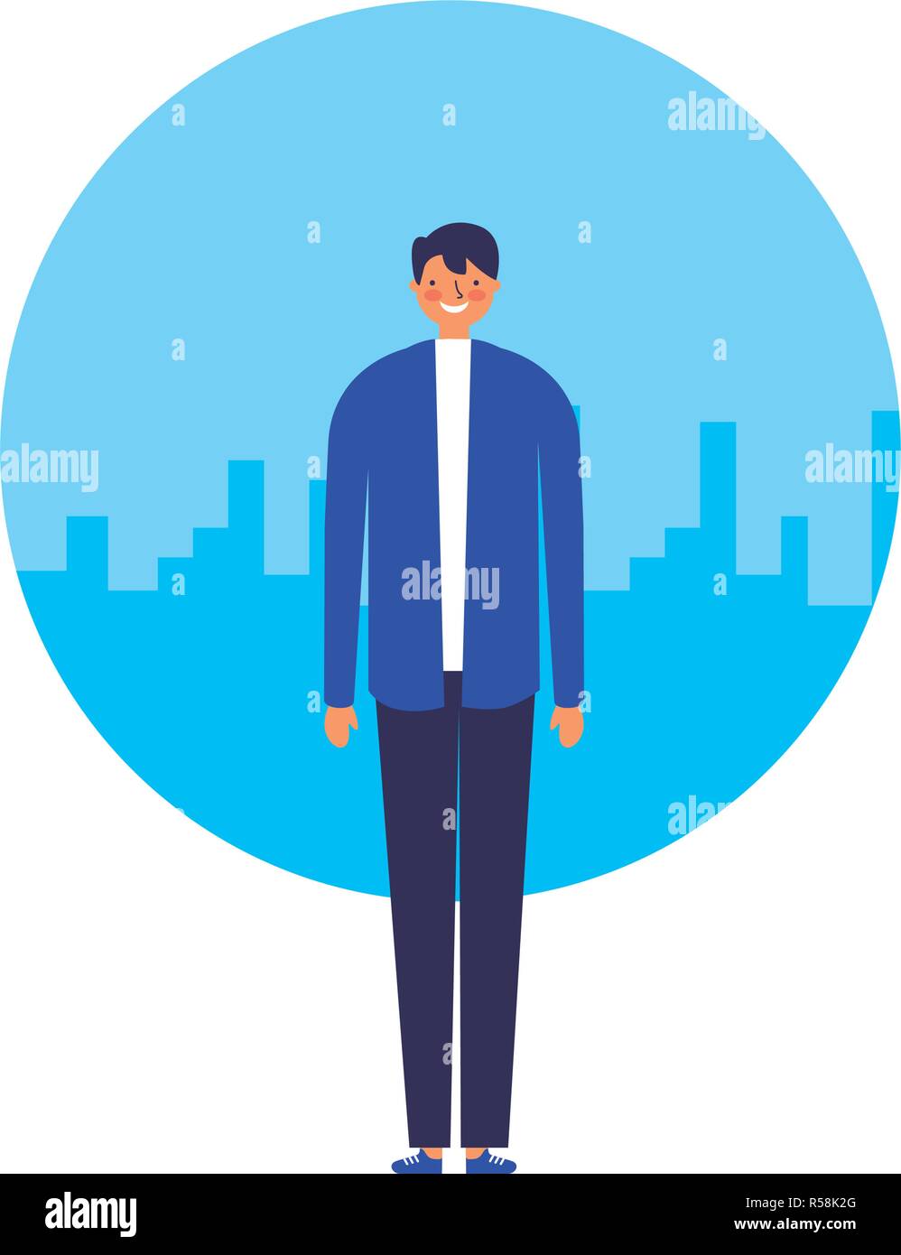 man standing with city background vector illustration Stock Vector ...