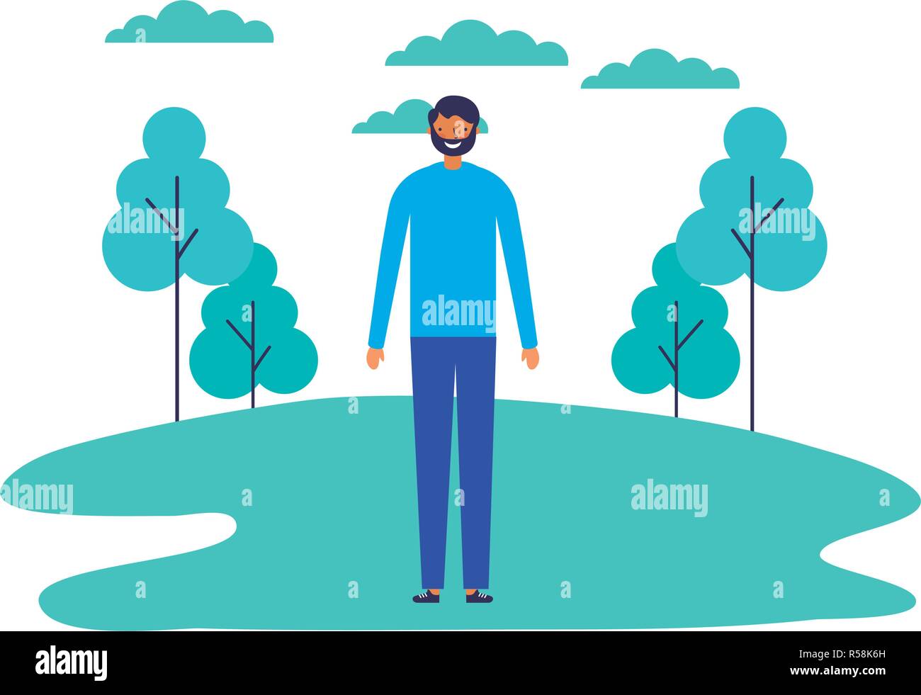 man standing outdoors in the park vector illustration Stock Vector ...