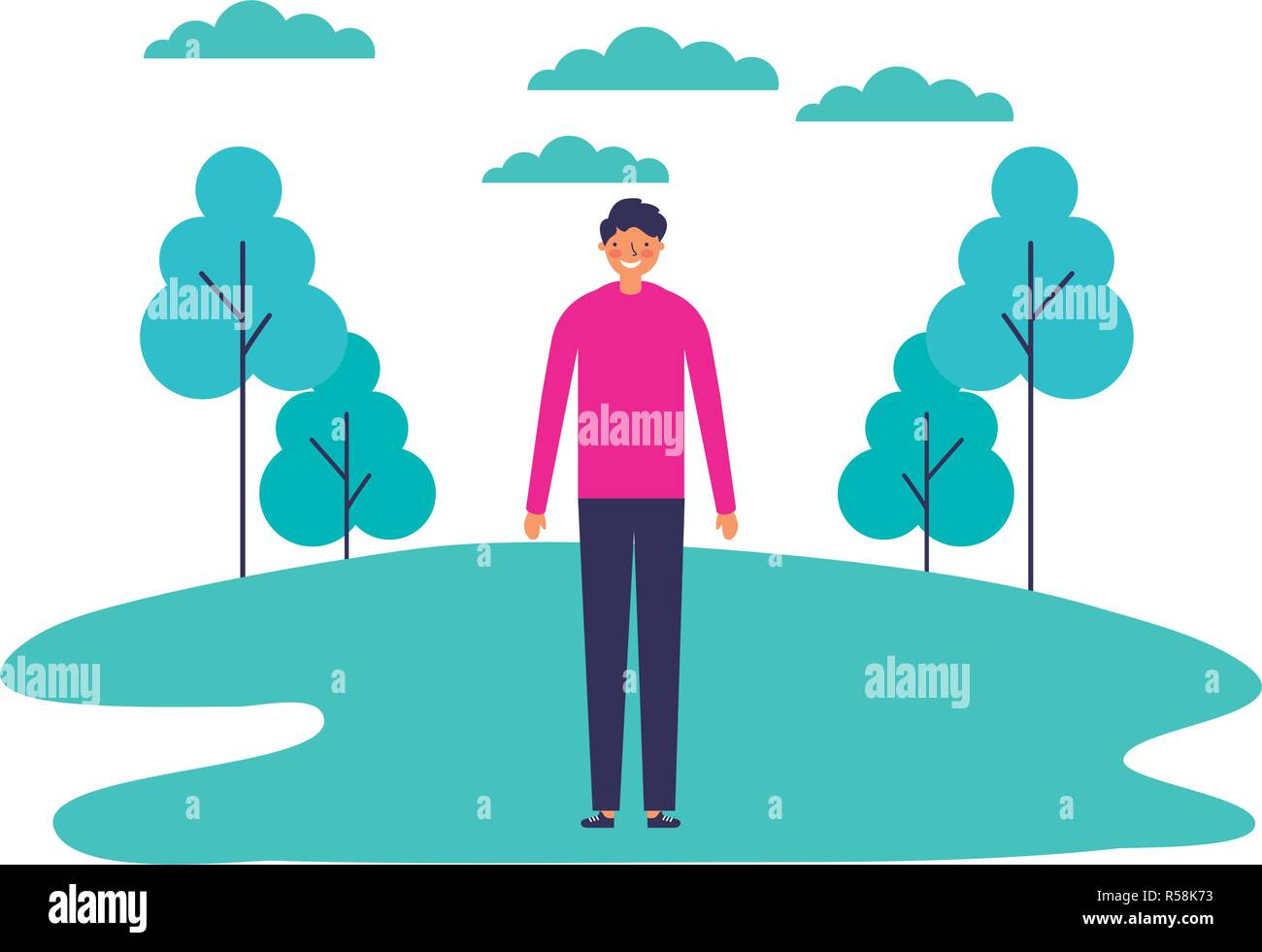 man standing outdoors in the park vector illustration Stock Vector ...