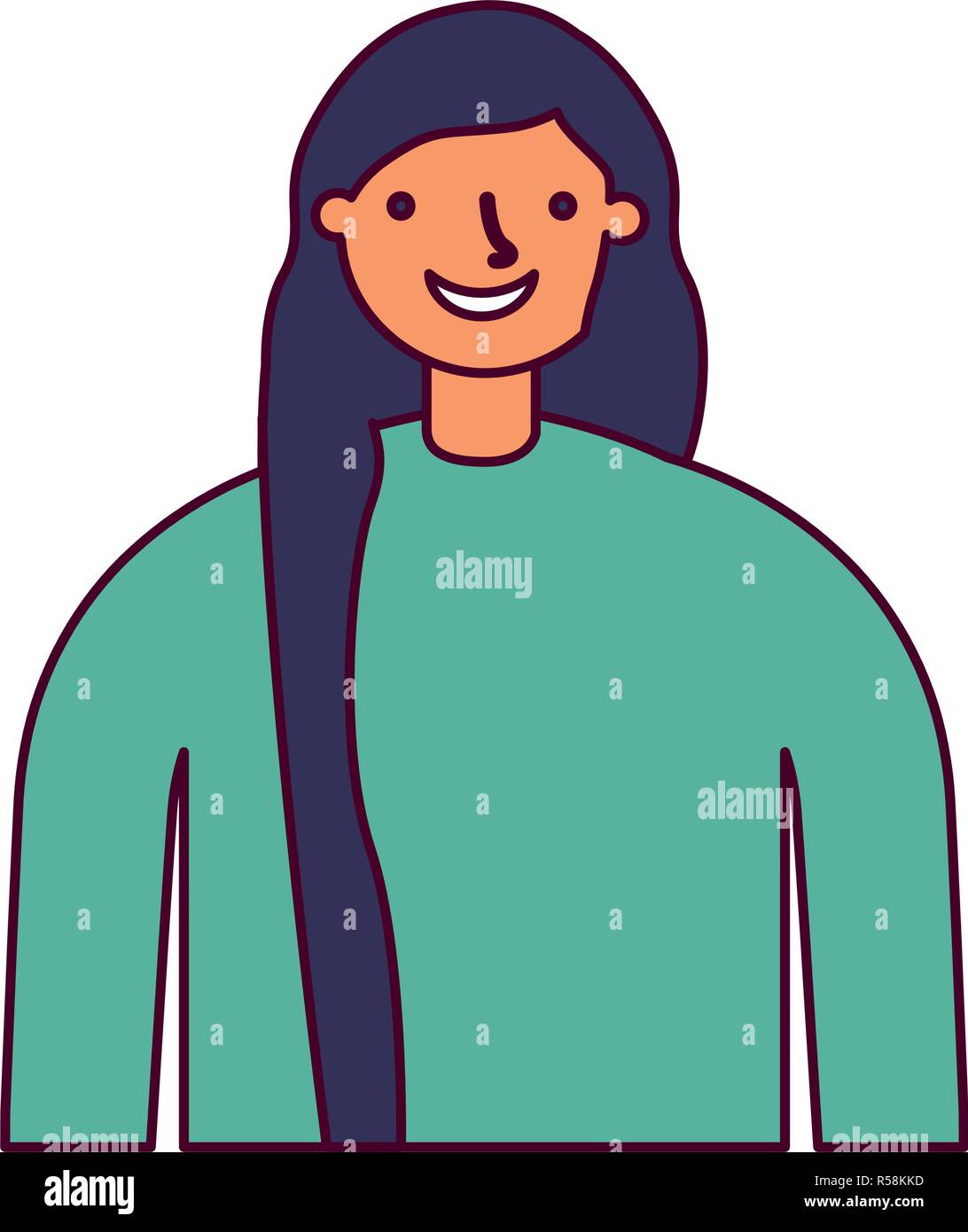 portrait woman character white background vector illustration Stock ...