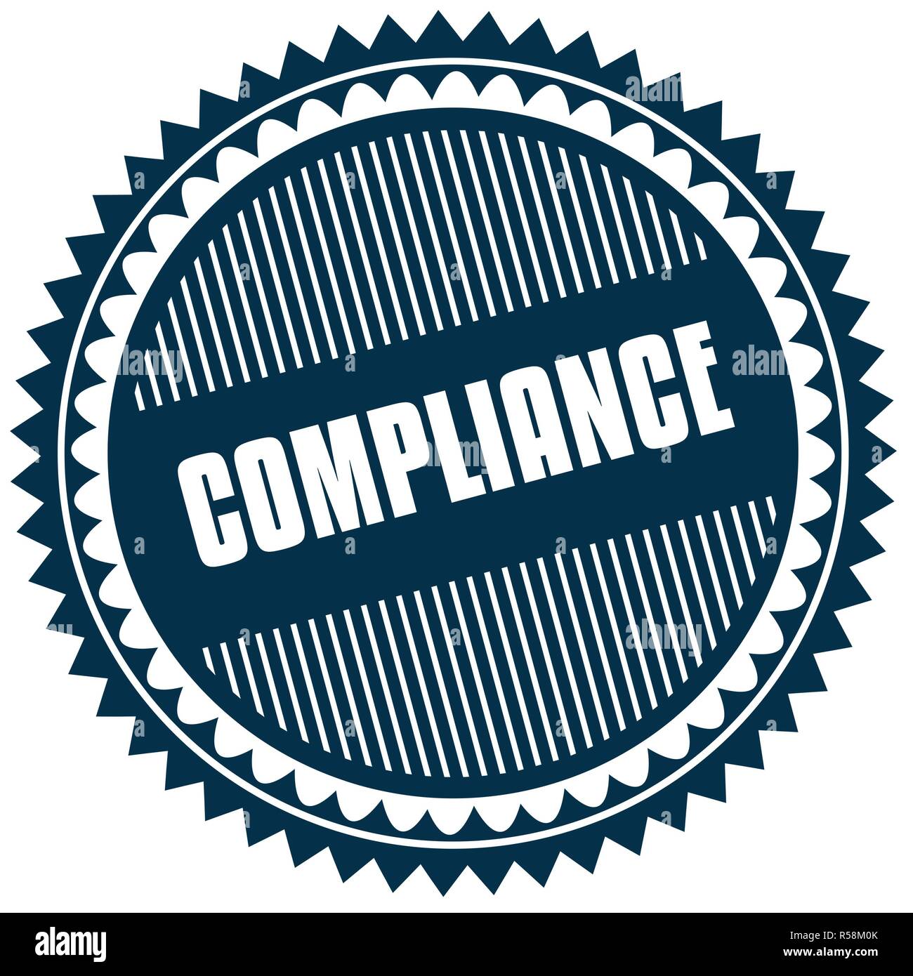 Round COMPLIANCE blue sticker Stock Photo - Alamy