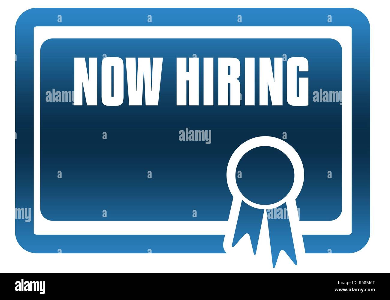 NOW HIRING blue certificate Stock Photo - Alamy