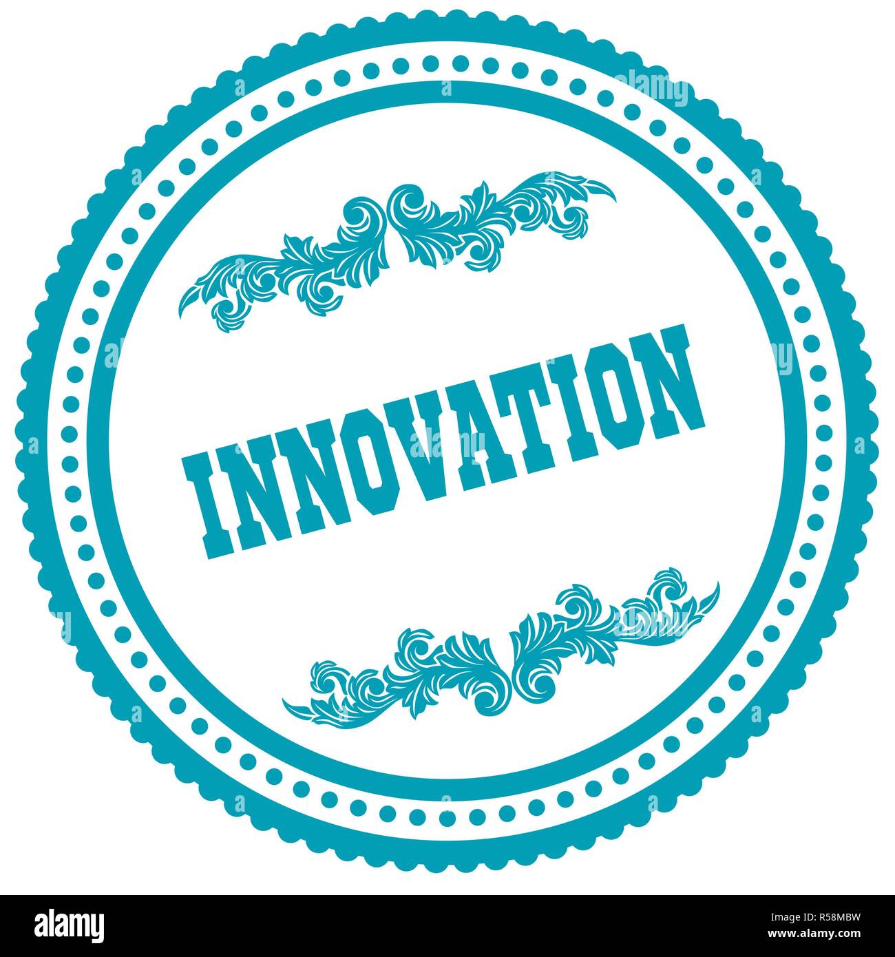 INNOVATION blue round stamp Stock Photo - Alamy