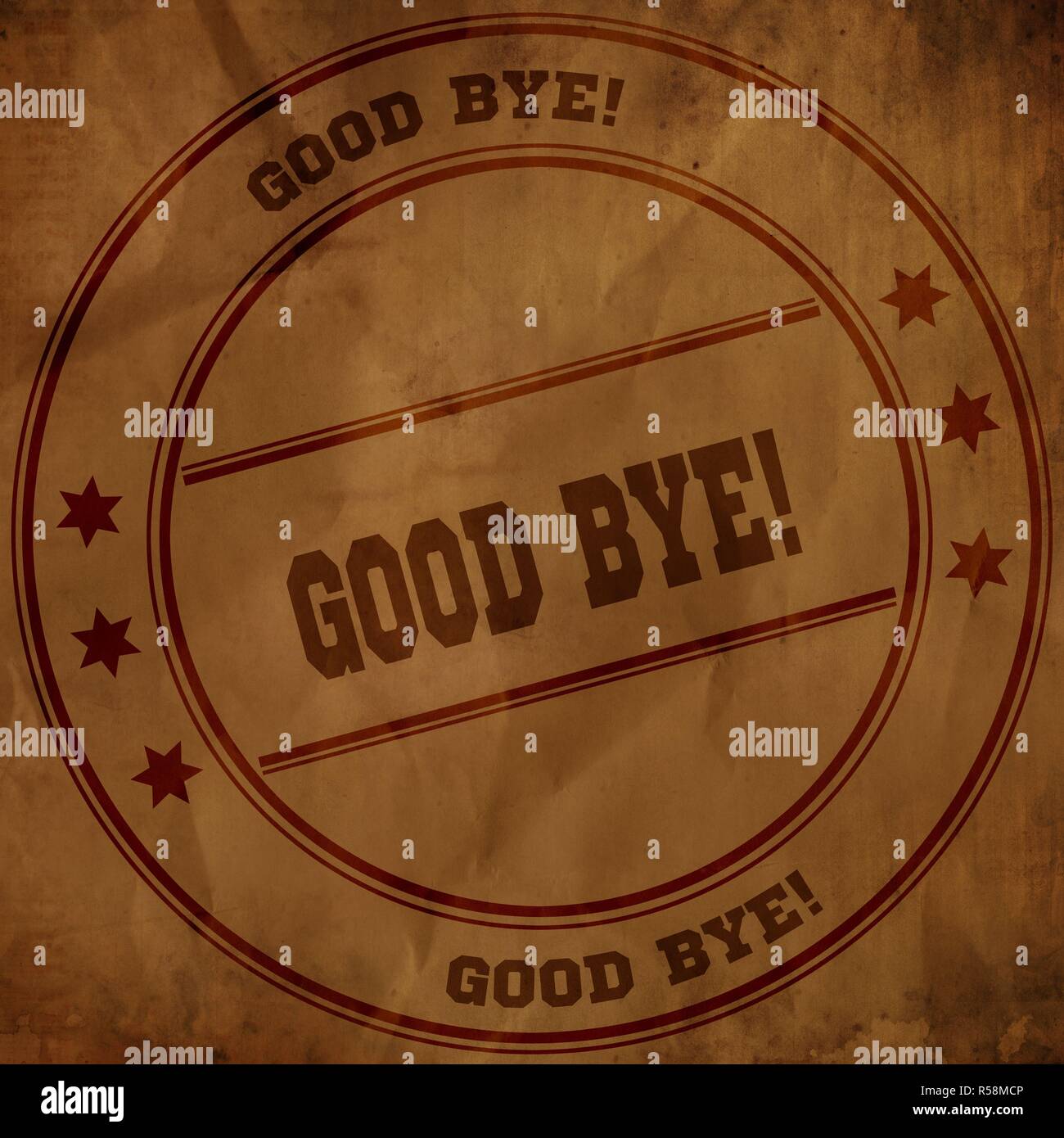 GOOD BYE stamp on old brown crumpled paper Stock Photo - Alamy