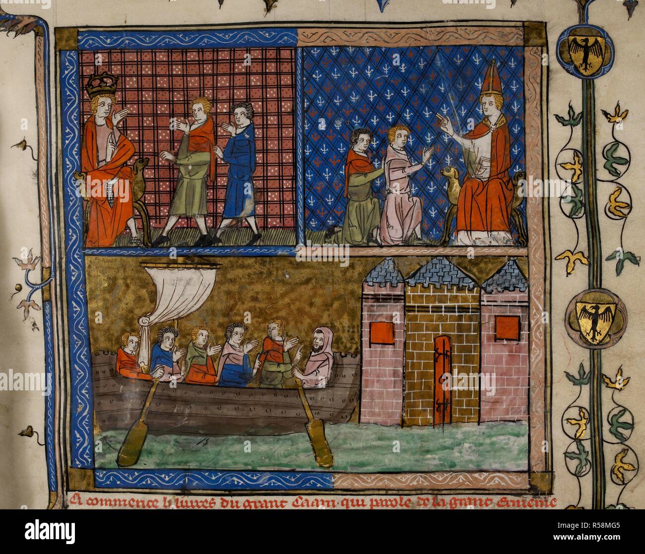 The Emperor Baldwin and the brothers, Nicholas and Maffeo Polo; the ...