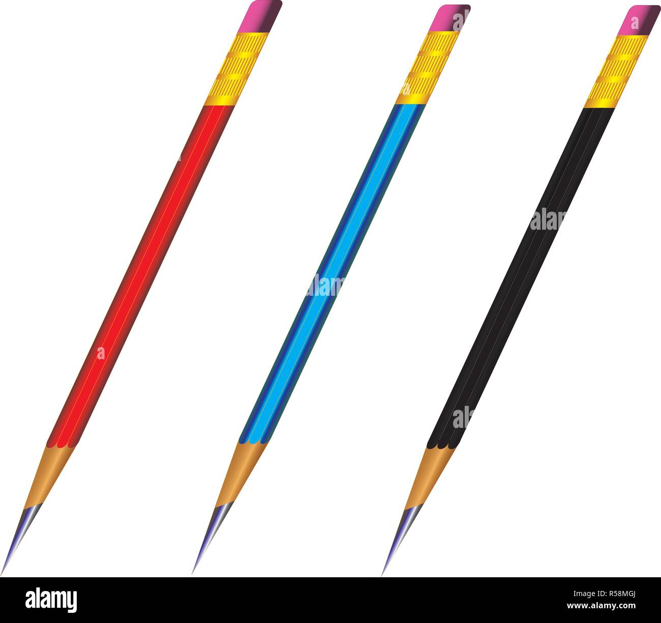 Vector of lead sharp pencil with eraser on white background with ...