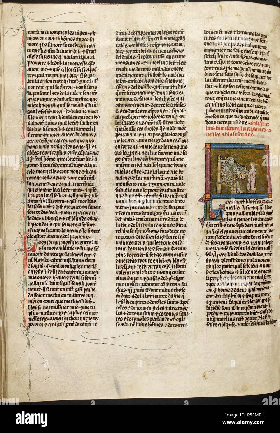 (Whole folio) The boy Merlin gets Blaise to write the History of the ...