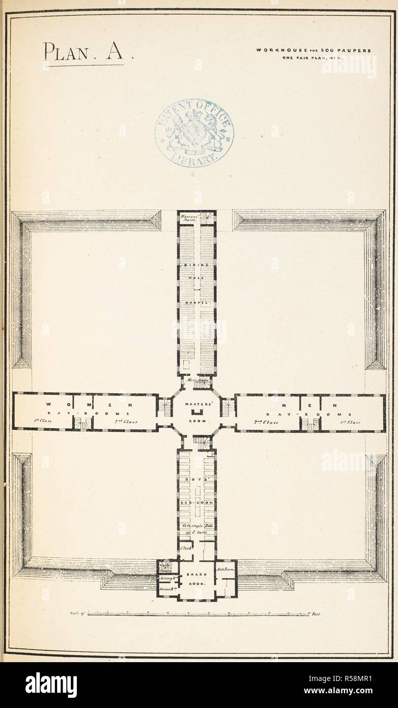 A plan or design for a workhouse. Knight's guide to the arrangement and ...