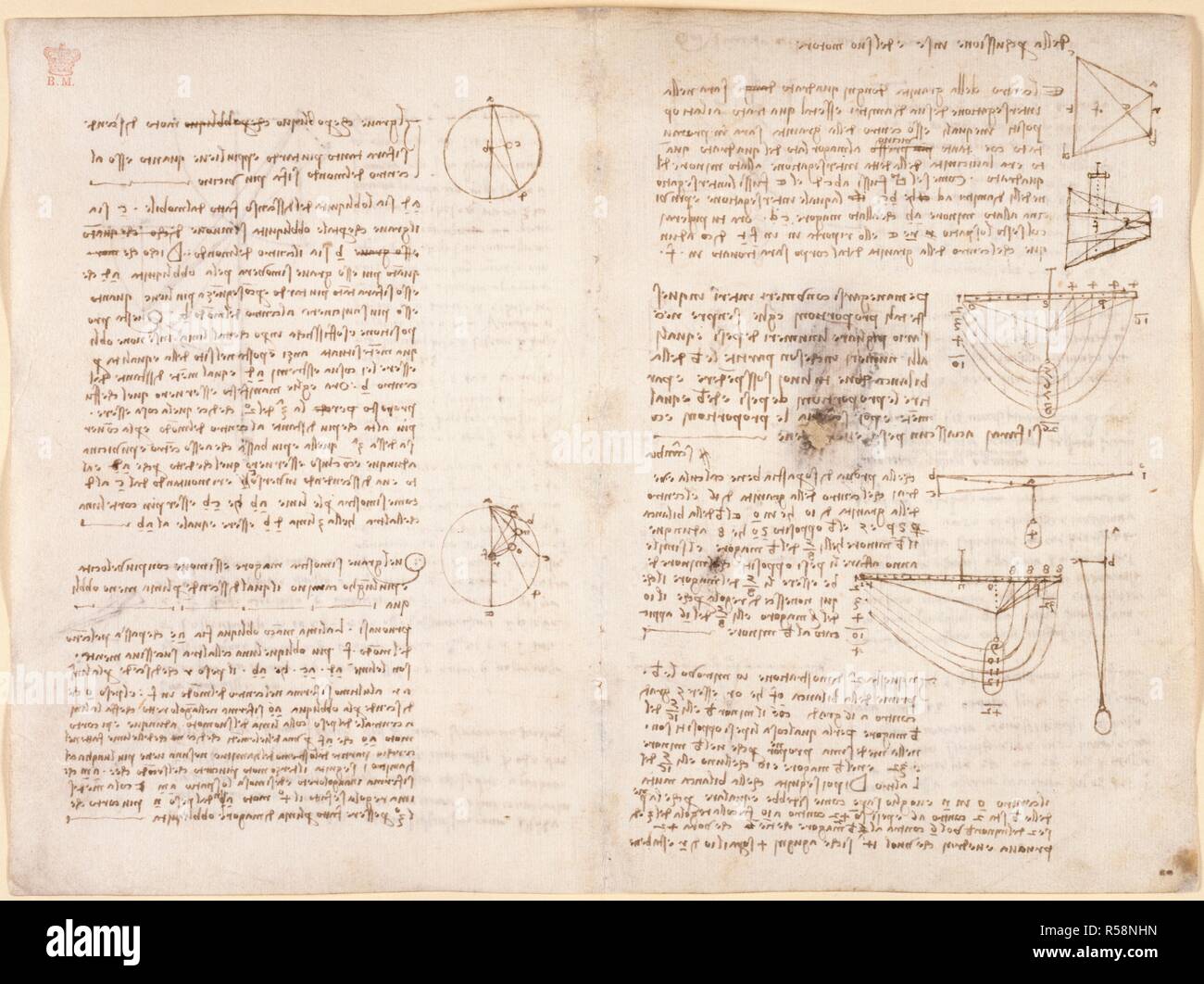 Drawings by Leonardo Da Vinici on on the mechanical powers and forces ...
