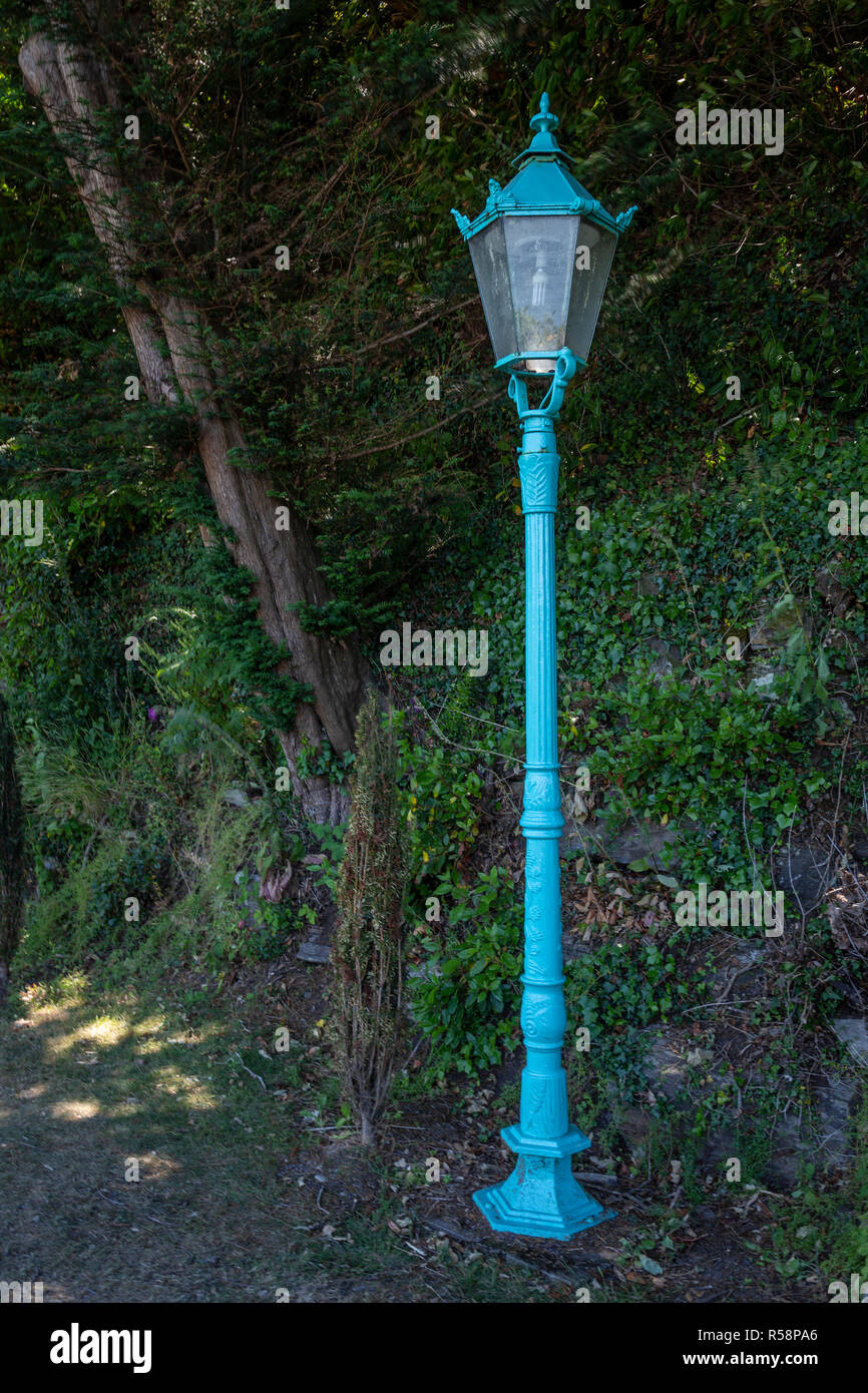 Old fashioned cast iron lamp post at Portmeirion, North Wales Stock ...