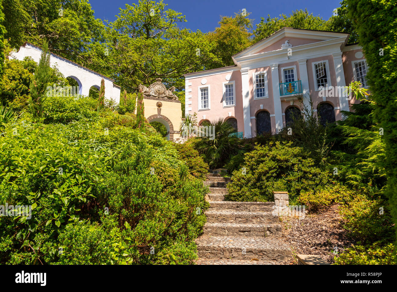 Italian style buildings at Portmeirion, Wales Stock Photo - Alamy