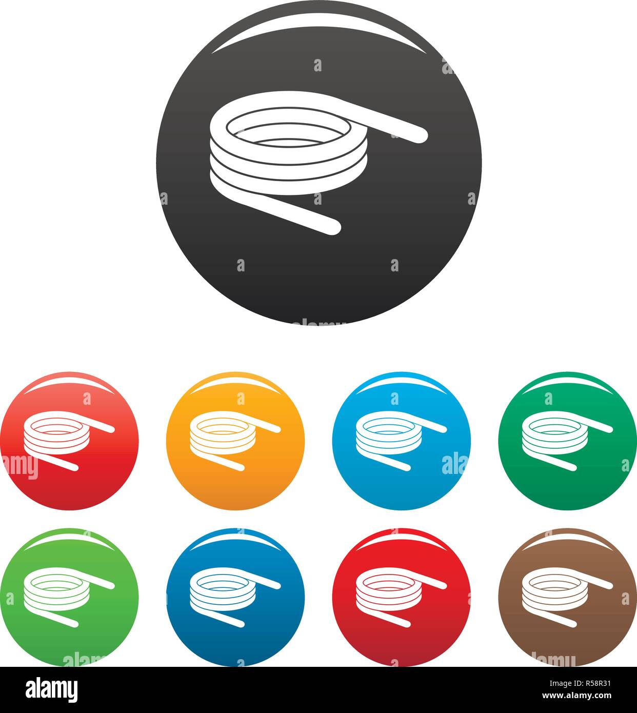 Short spring coil icons set 9 color vector isolated on white for any ...