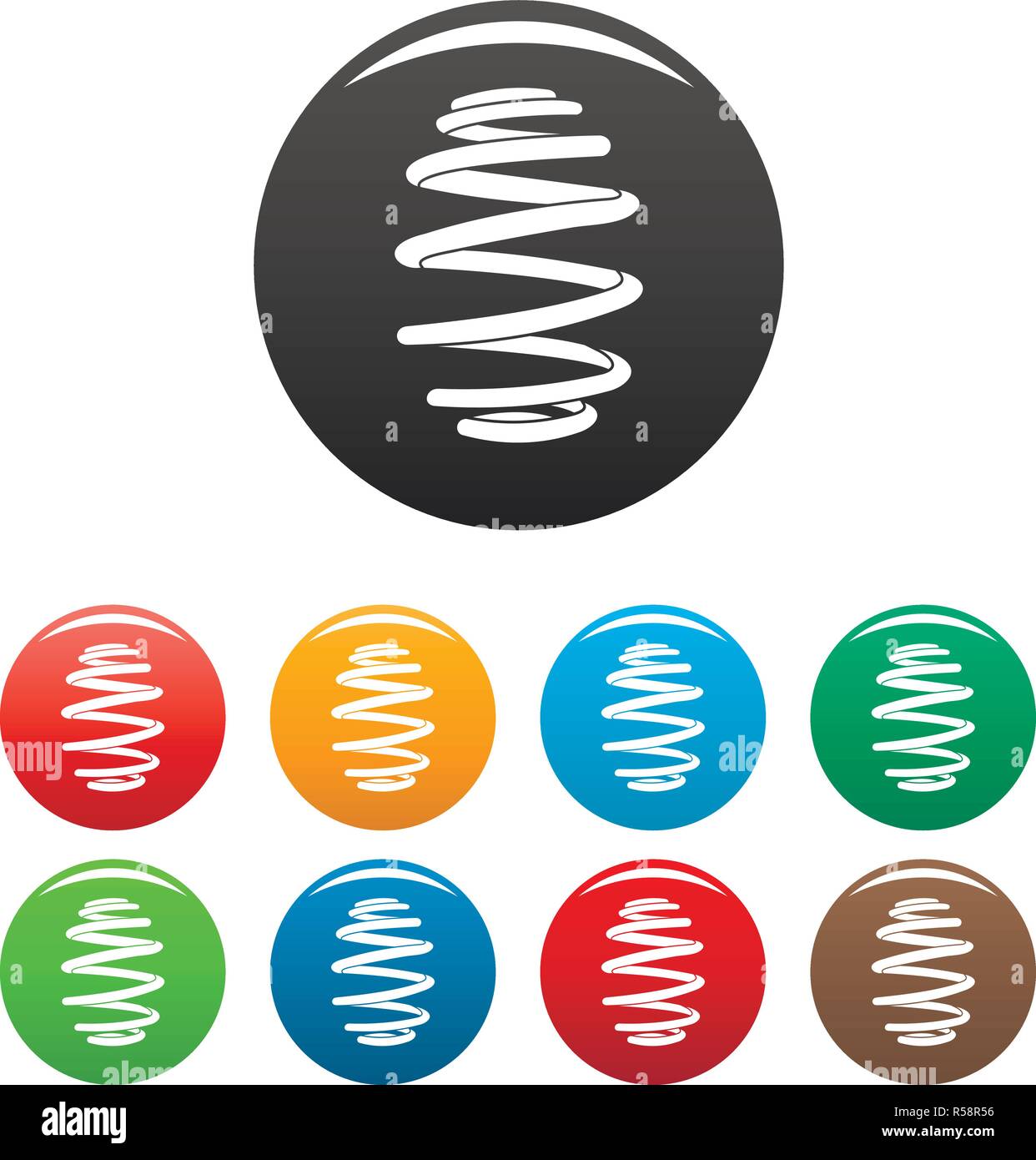 Wire coil icons set 9 color vector isolated on white for any design ...