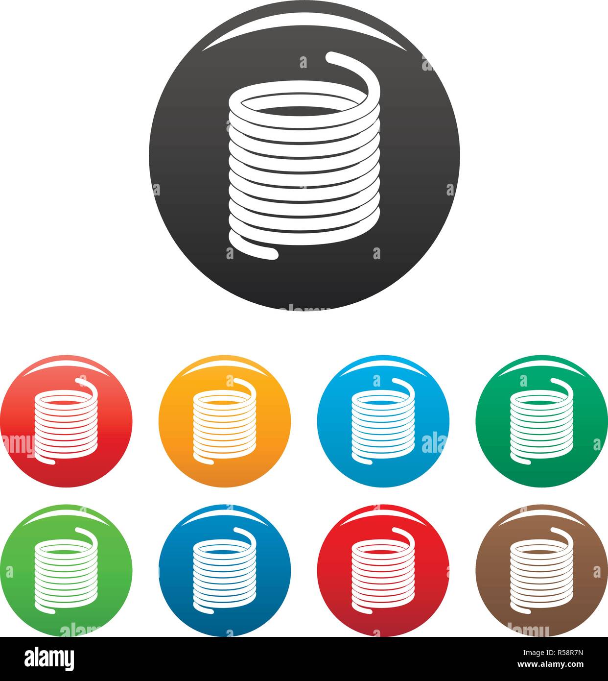 Metal spring coil icons set 9 color vector isolated on white for any ...