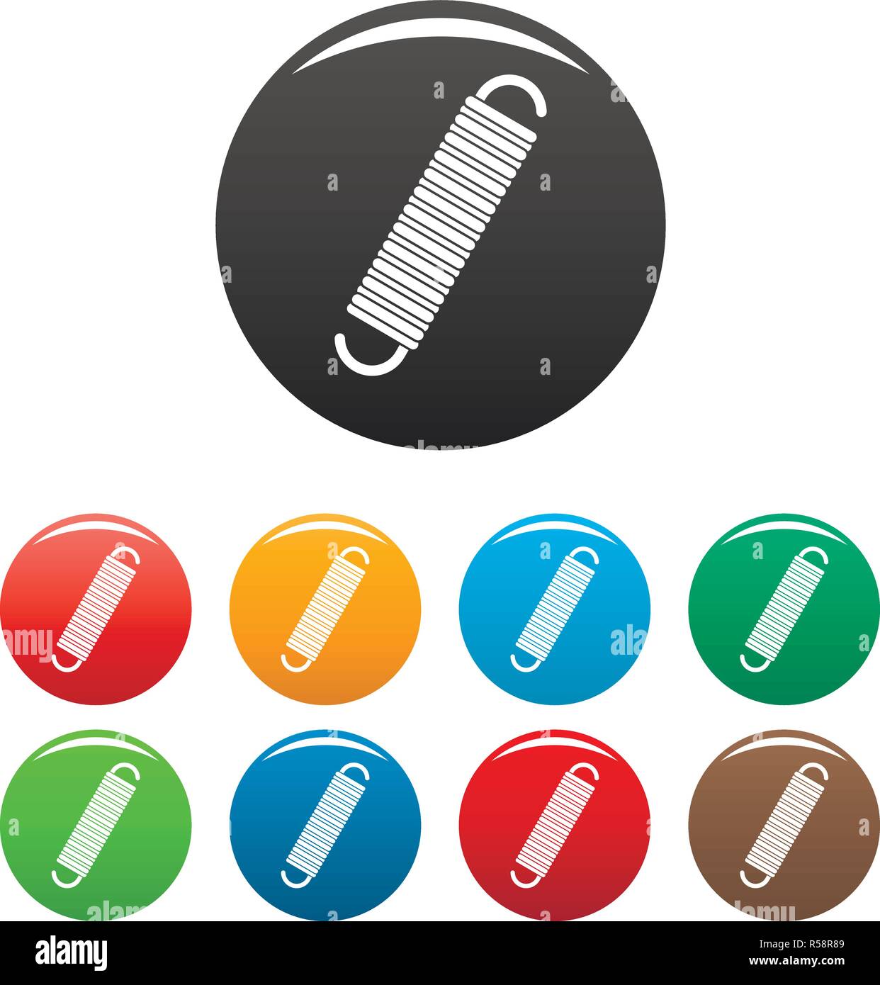 Flexible cable icons set 9 color vector isolated on white for any ...