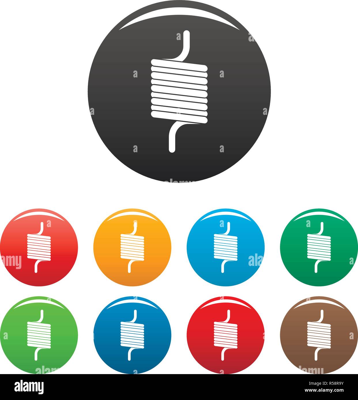 Double spring coil icons set 9 color vector isolated on white for any ...
