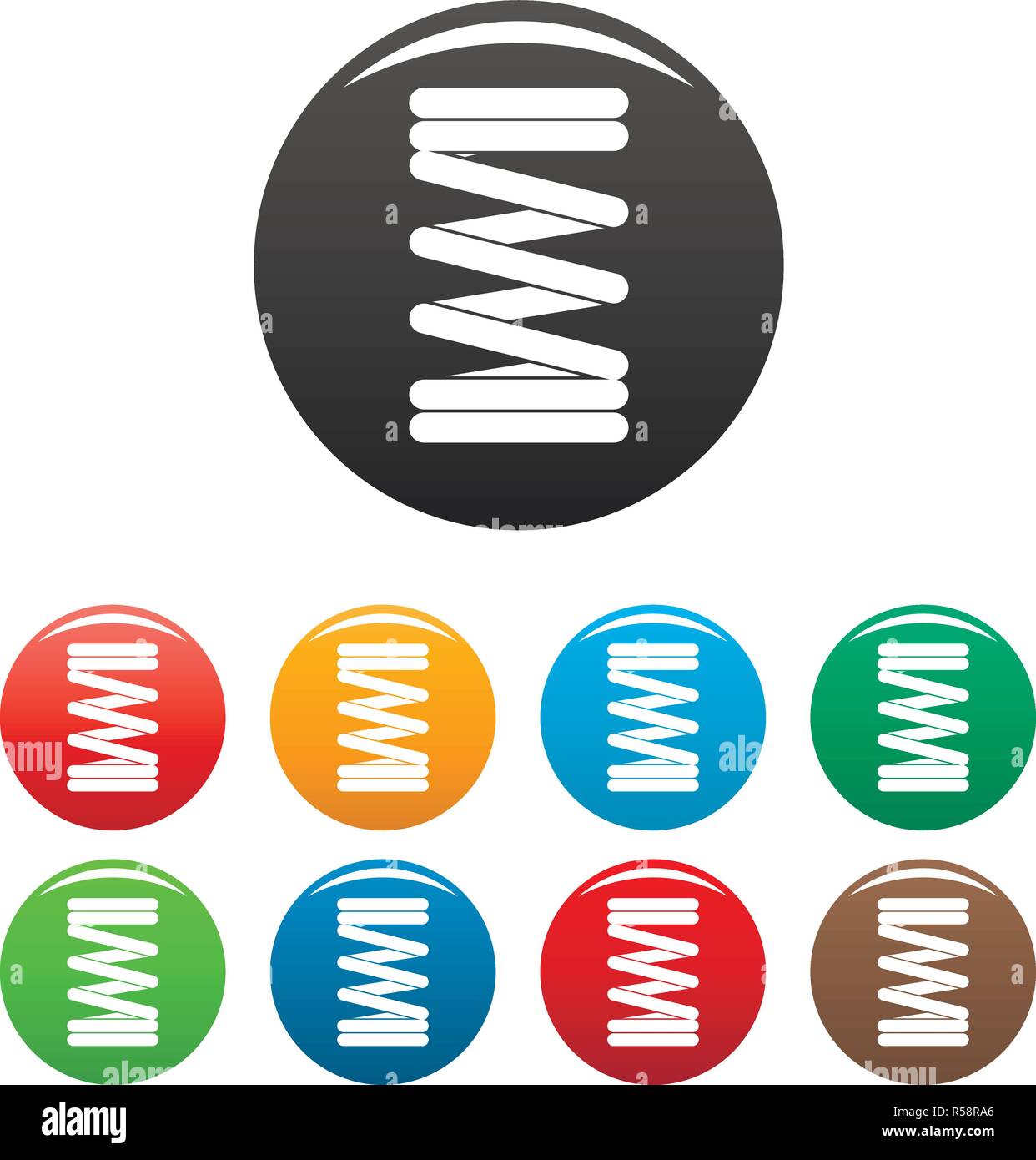 Elastic spring wire icons set 9 color vector isolated on white for any ...