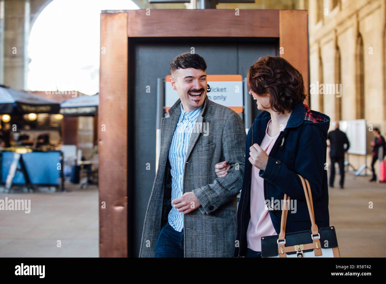 Going To Catch The Train Stock Photo - Alamy