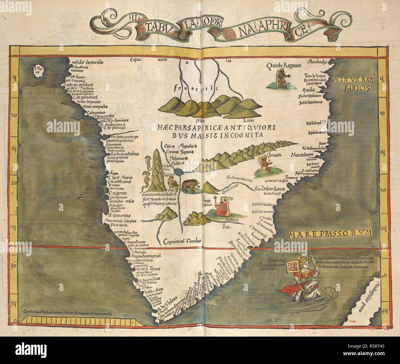 16th century map showing southern Africa. Claudii Ptolemaei ... opus ...