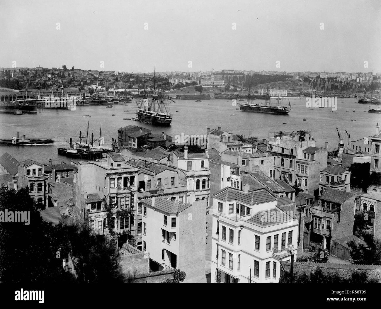 View of the Naval Arsenal and the Golden Horn ca. 1880-1893 Stock Photo ...