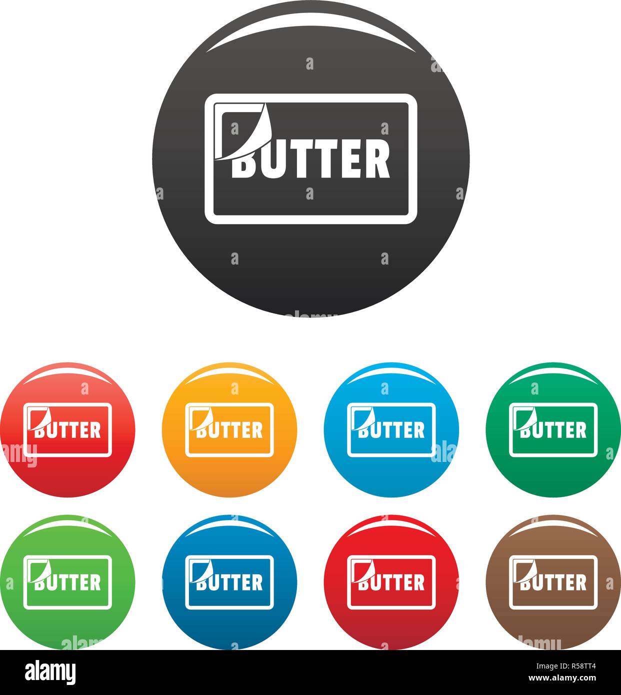 Butter pack icons set 9 color vector isolated on white for any design ...