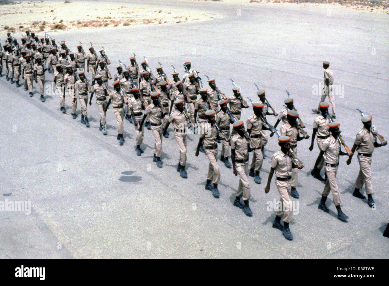 1983 - Somalian troops pass in review during Exercise EASTERN WIND '83 ...