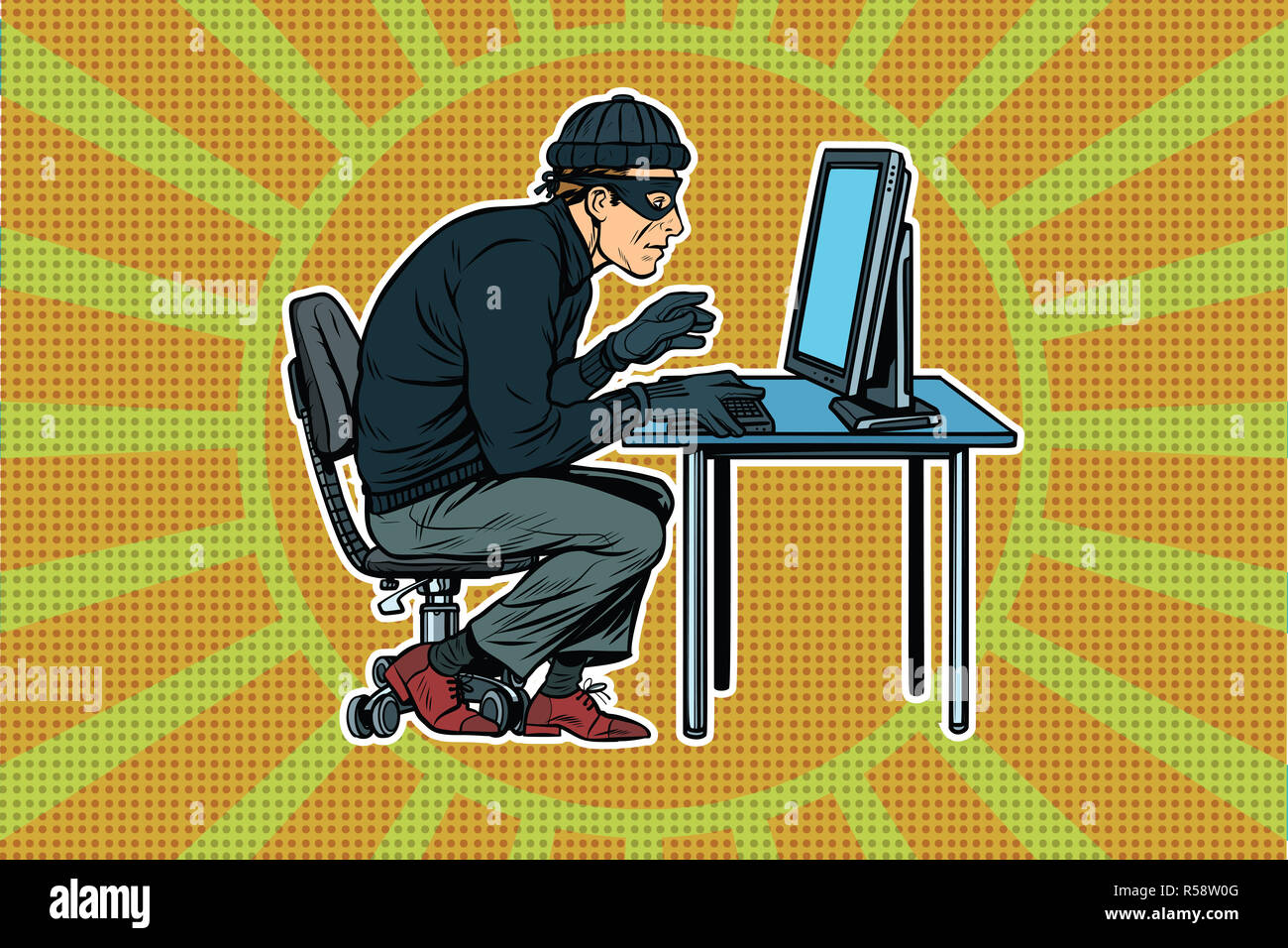 hacker sitting at the computer Stock Photo - Alamy