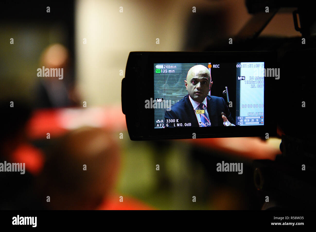 Embargoed to 0001 Saturday December 01 Home Secretary Sajid Javid ...