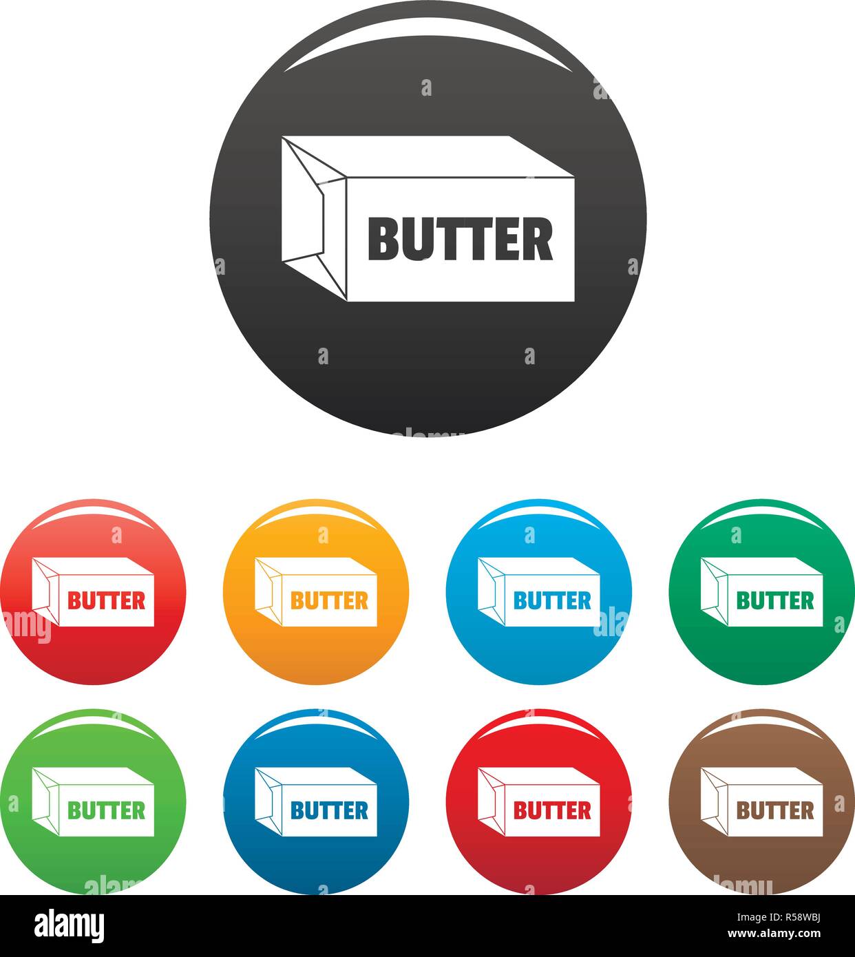 Butter icons set 9 color vector isolated on white for any design Stock ...