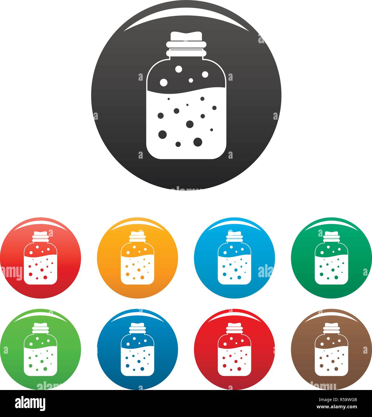Dark potion icons set 9 color vector isolated on white for any design ...