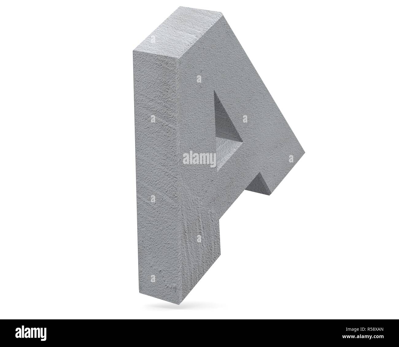 Concrete Capital Letter - A isolated on white background . 3D render ...