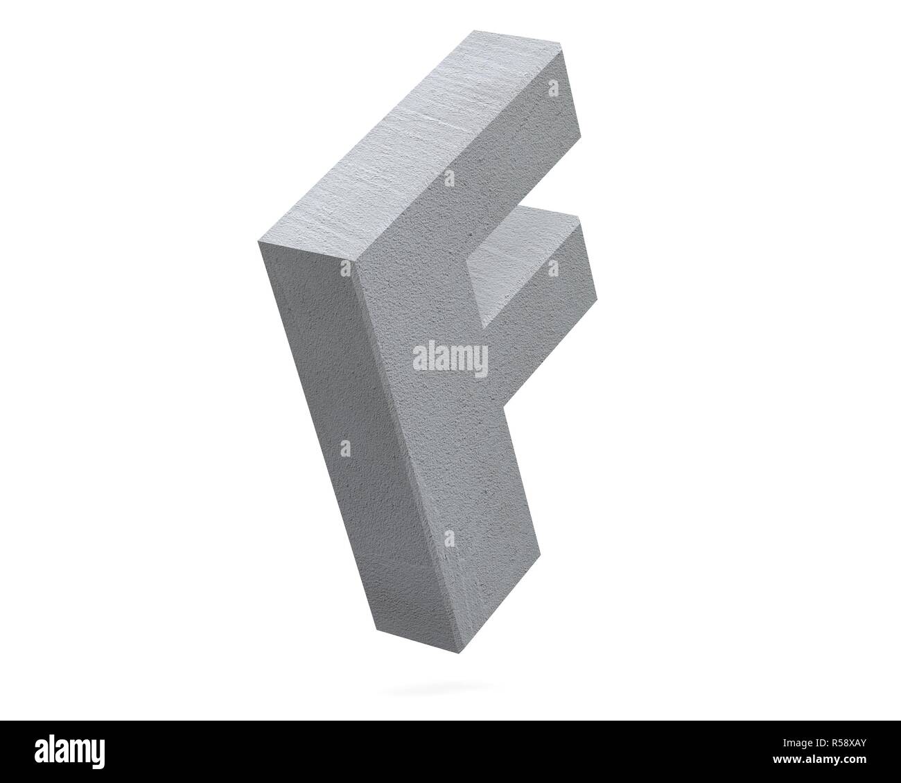 Concrete Capital Letter - F isolated on white background . 3D render ...