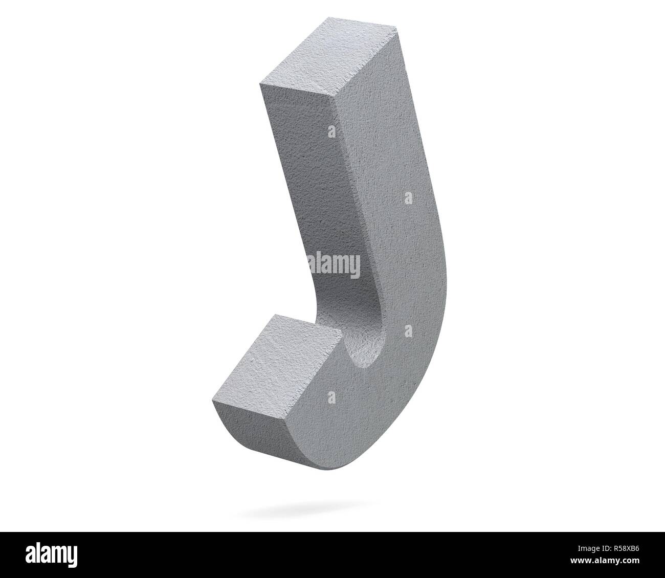 Concrete Capital Letter - J isolated on white background . 3D render ...