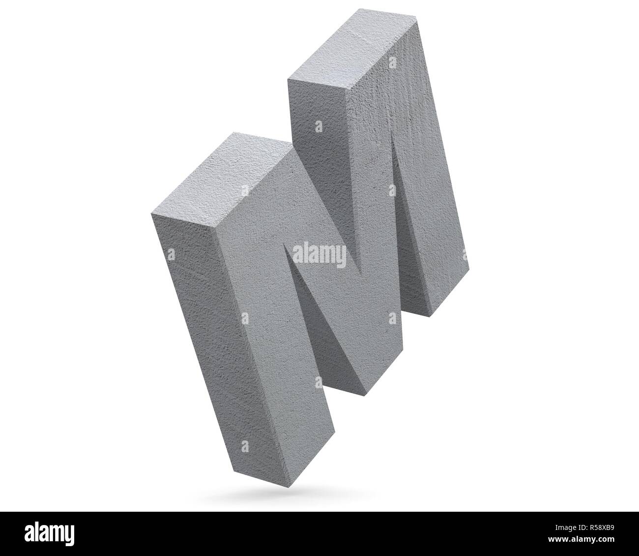 Concrete Capital Letter - M isolated on white background . 3D render ...