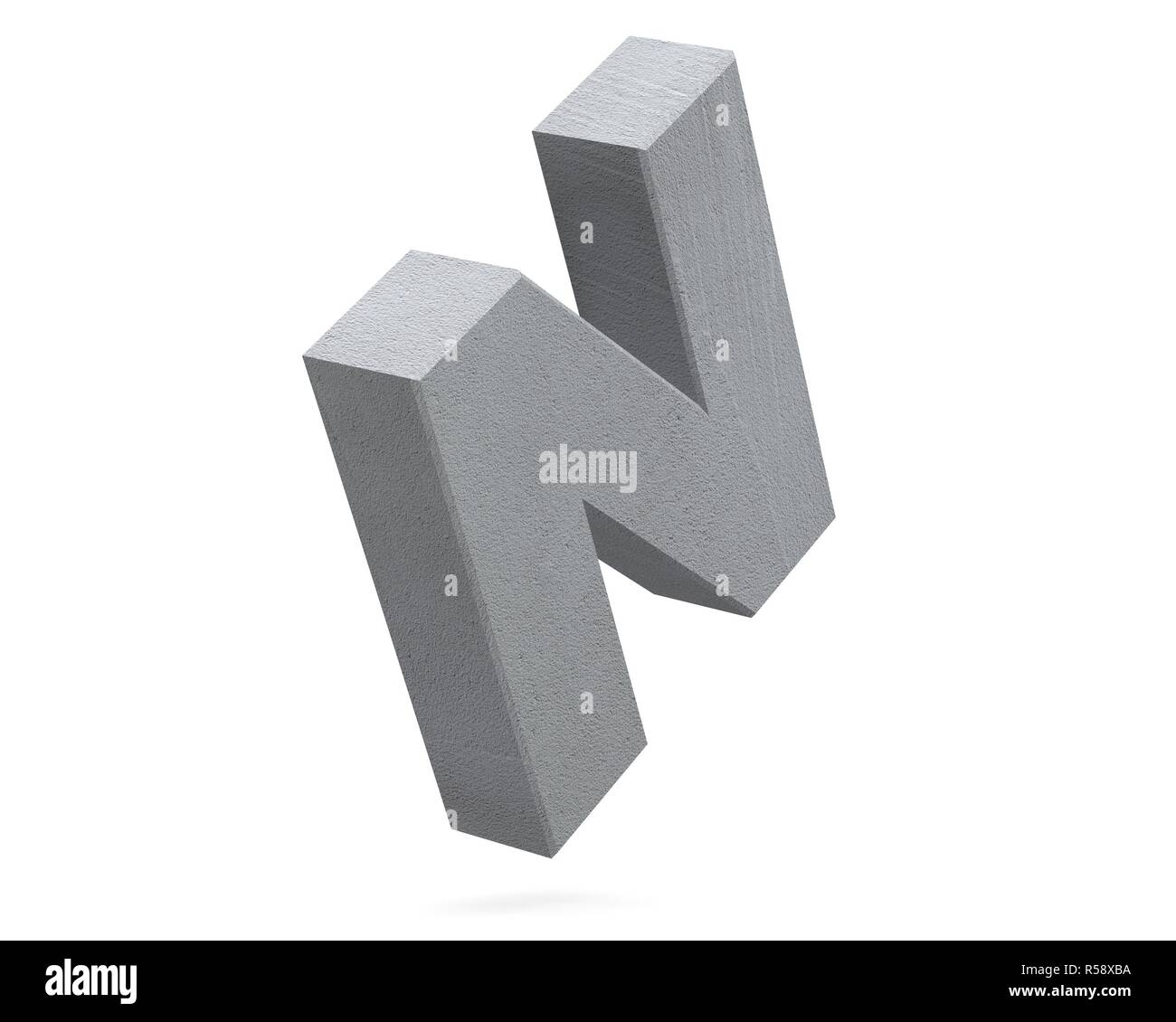 Concrete Capital Letter - N isolated on white background . 3D render ...
