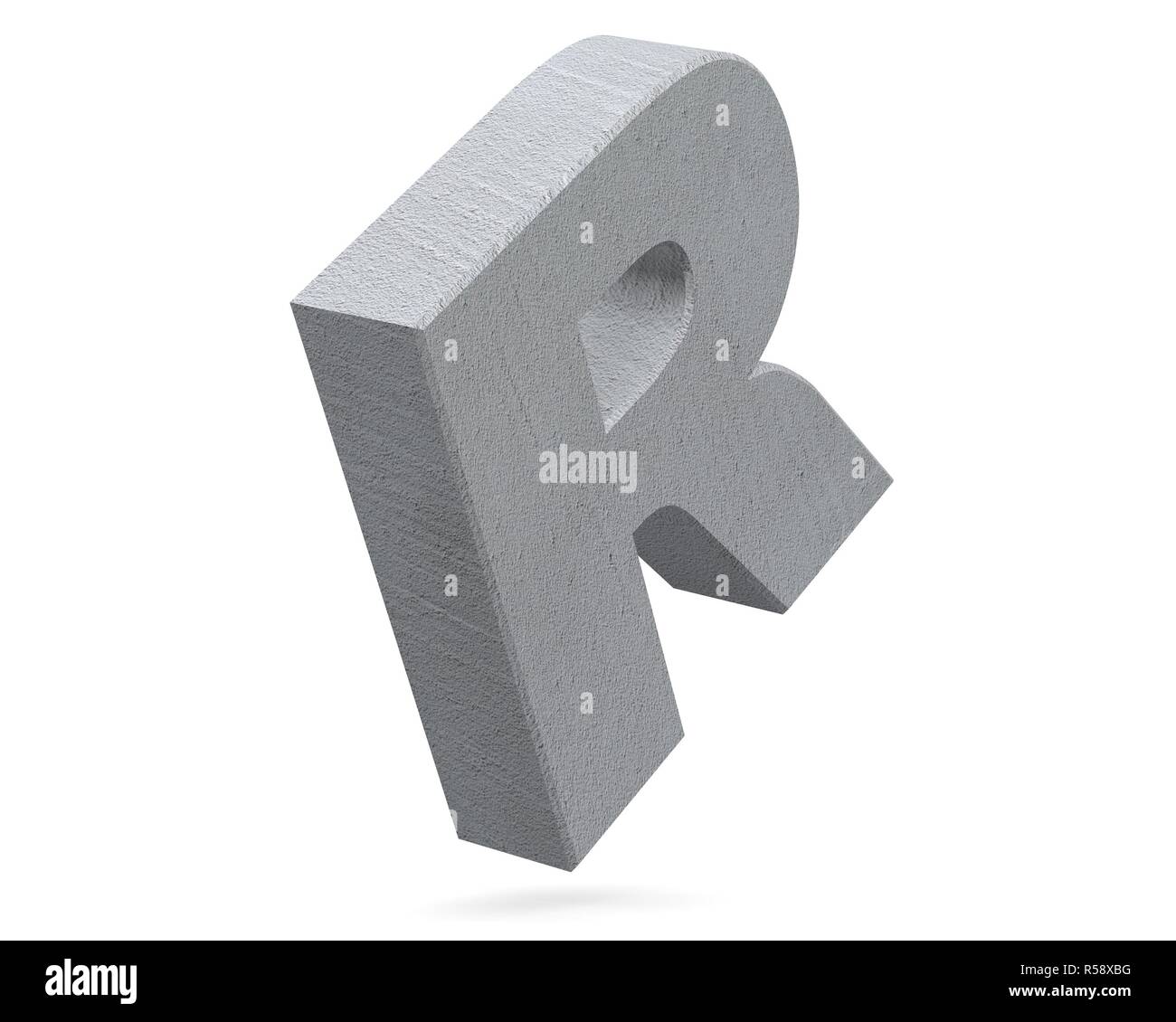 Concrete Capital Letter - R isolated on white background . 3D render ...